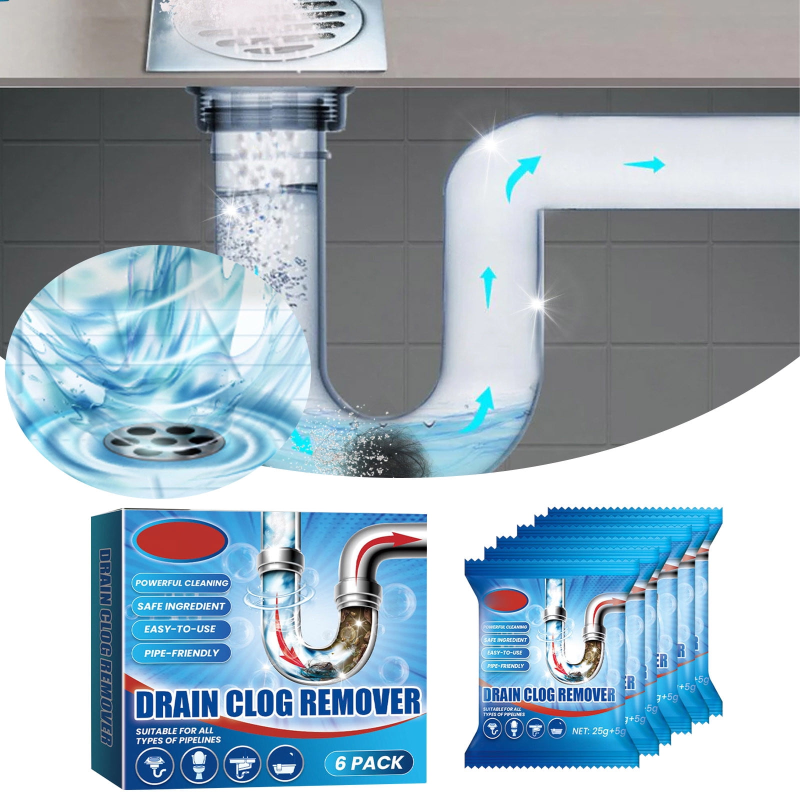 Home Decor Drain Blocked Cleaning Powder Toilet Kitchen Drain Blockage ...