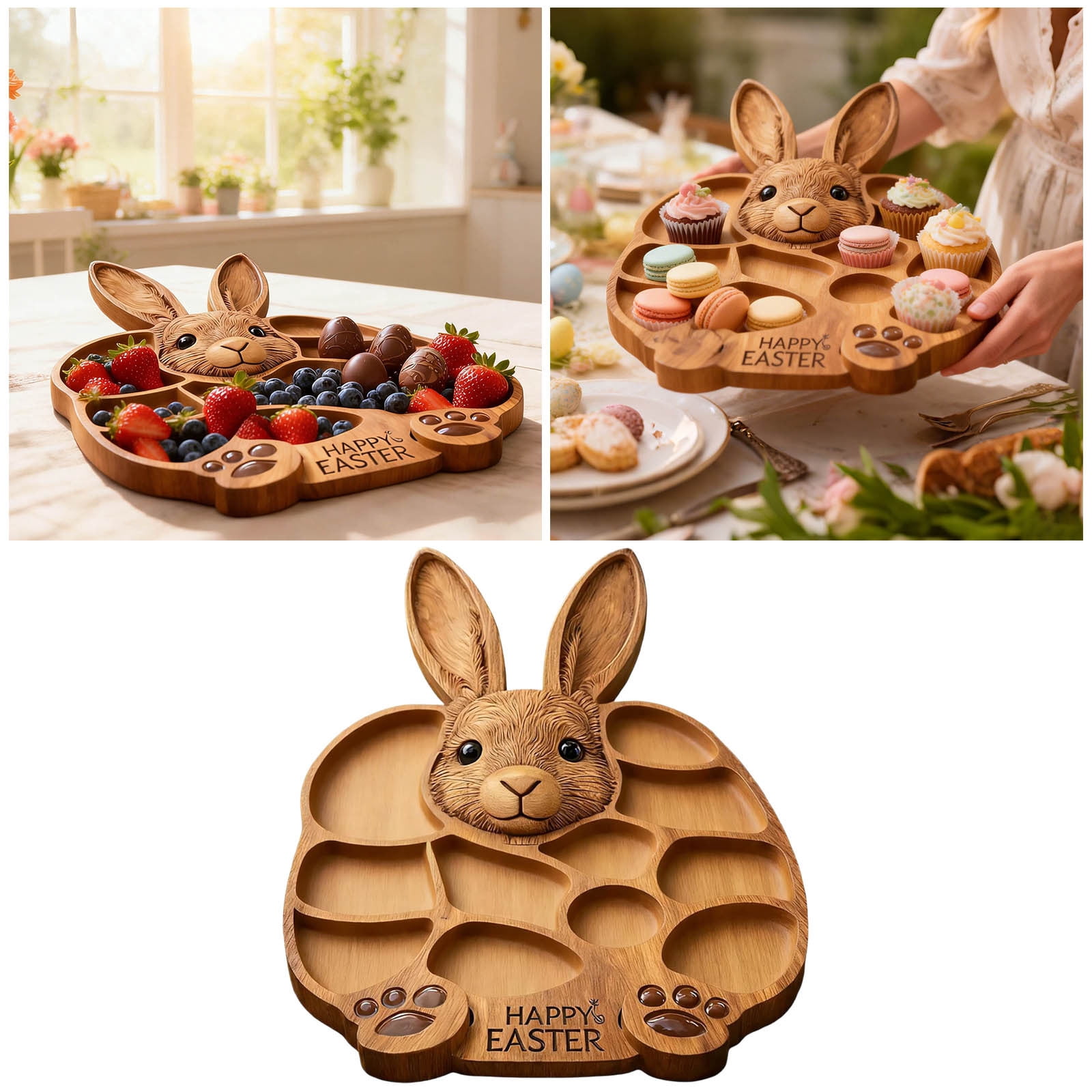 Home Decor Easter Bunny Wooden Charcuterie Board Rabbit Shaped Wooden ...