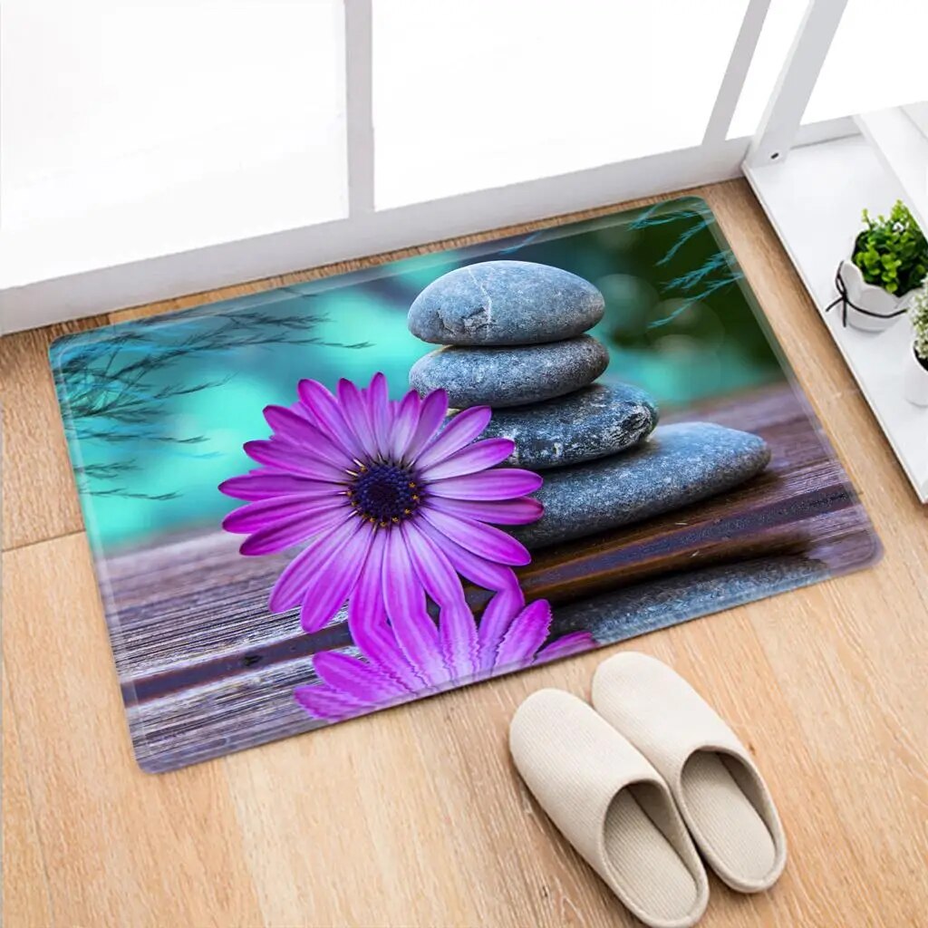 Home Decor Floor Mats Zen Garden Bamboo Anti-Slip Door Bedroom Bathroom ...