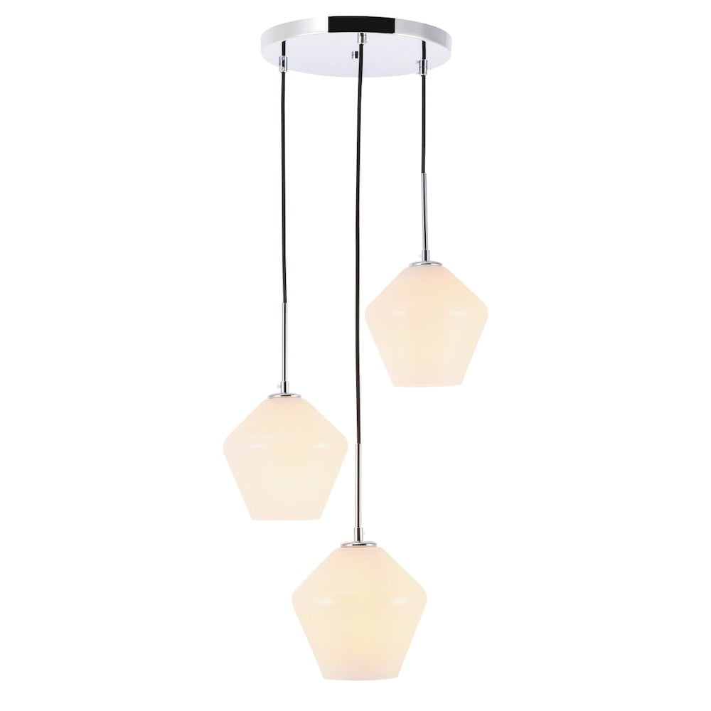 Home Decor Gene 3 Light Chrome And Frosted White Glass Pendant ...
