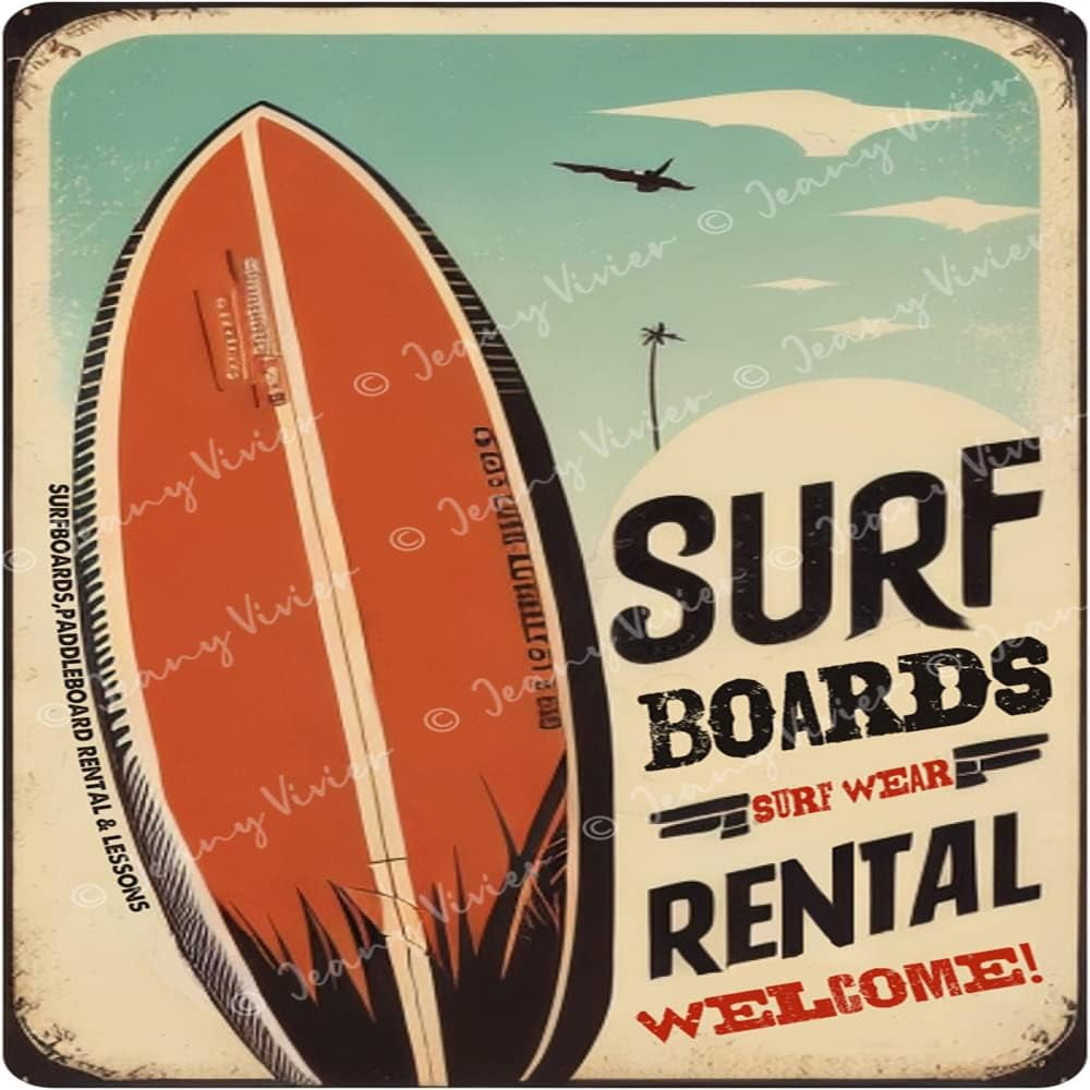Home Decor Gifts - Metal Surfboard Beach Signs - Metal Welcome Sign ...