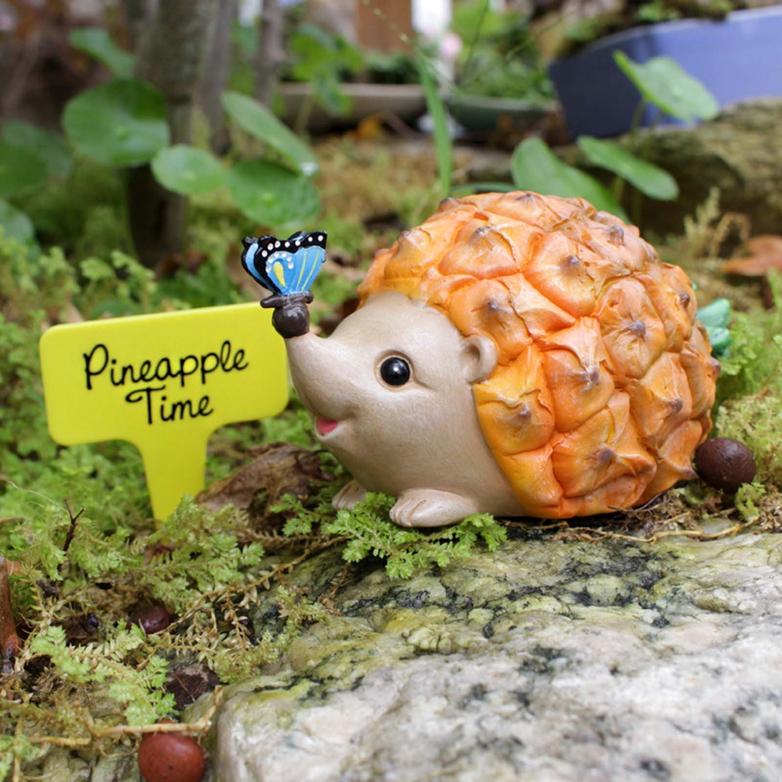 Home Decor Gnobogi Resin Hedgehog Fruit Pineapple Figurines, Outdoor ...