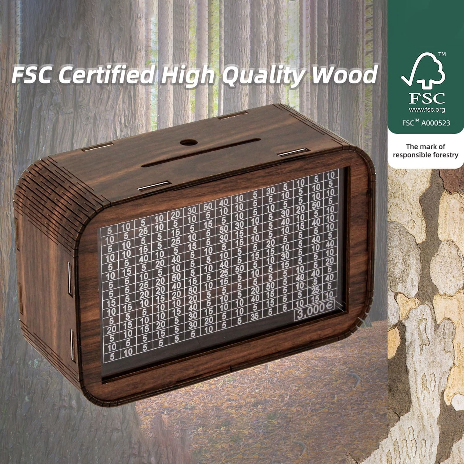 Home Decor Gnobogi Wooden Money Box, Money Box With Counter Made Of ...