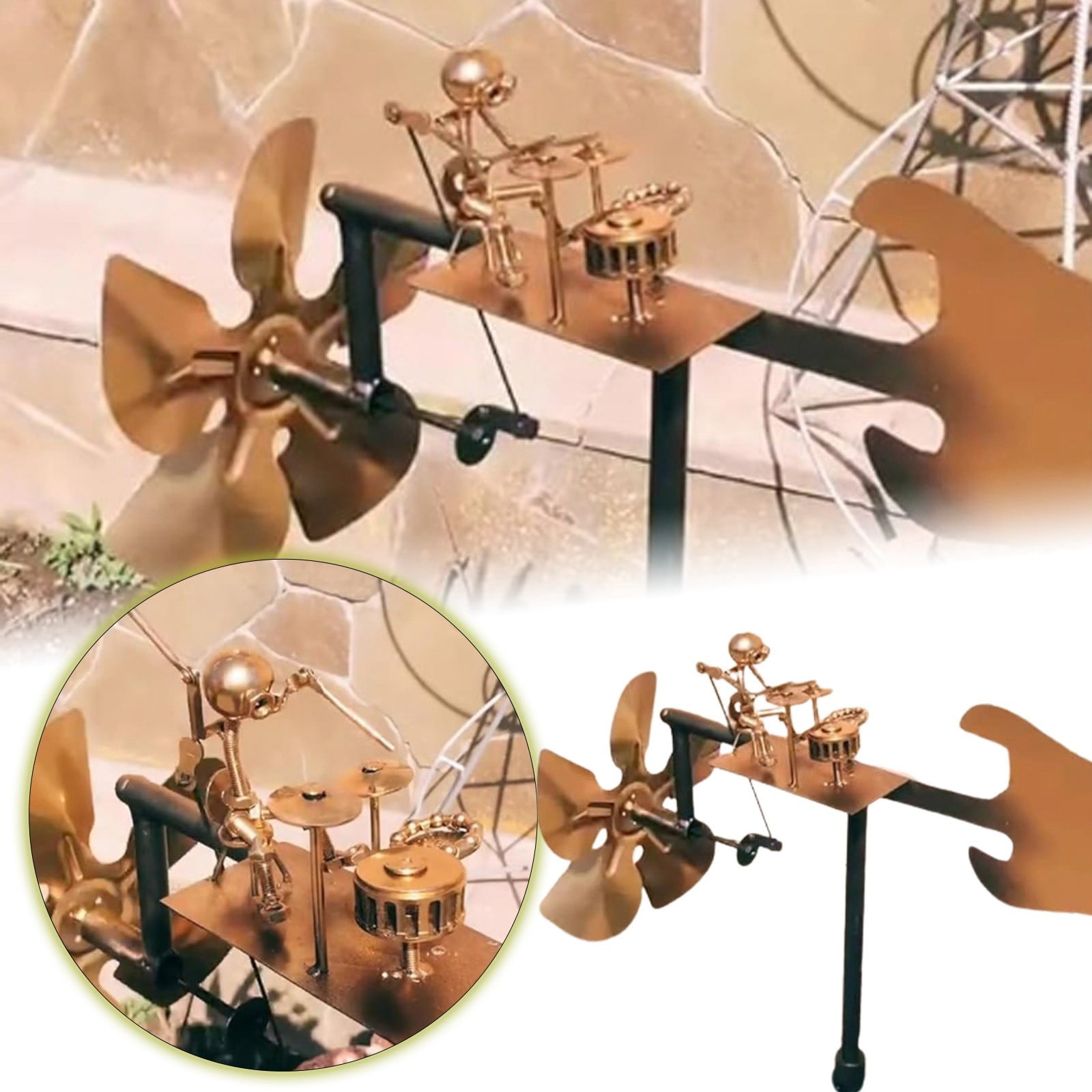 Home Decor Handmade Metal Drummer Windmill, Percussionist Music ...