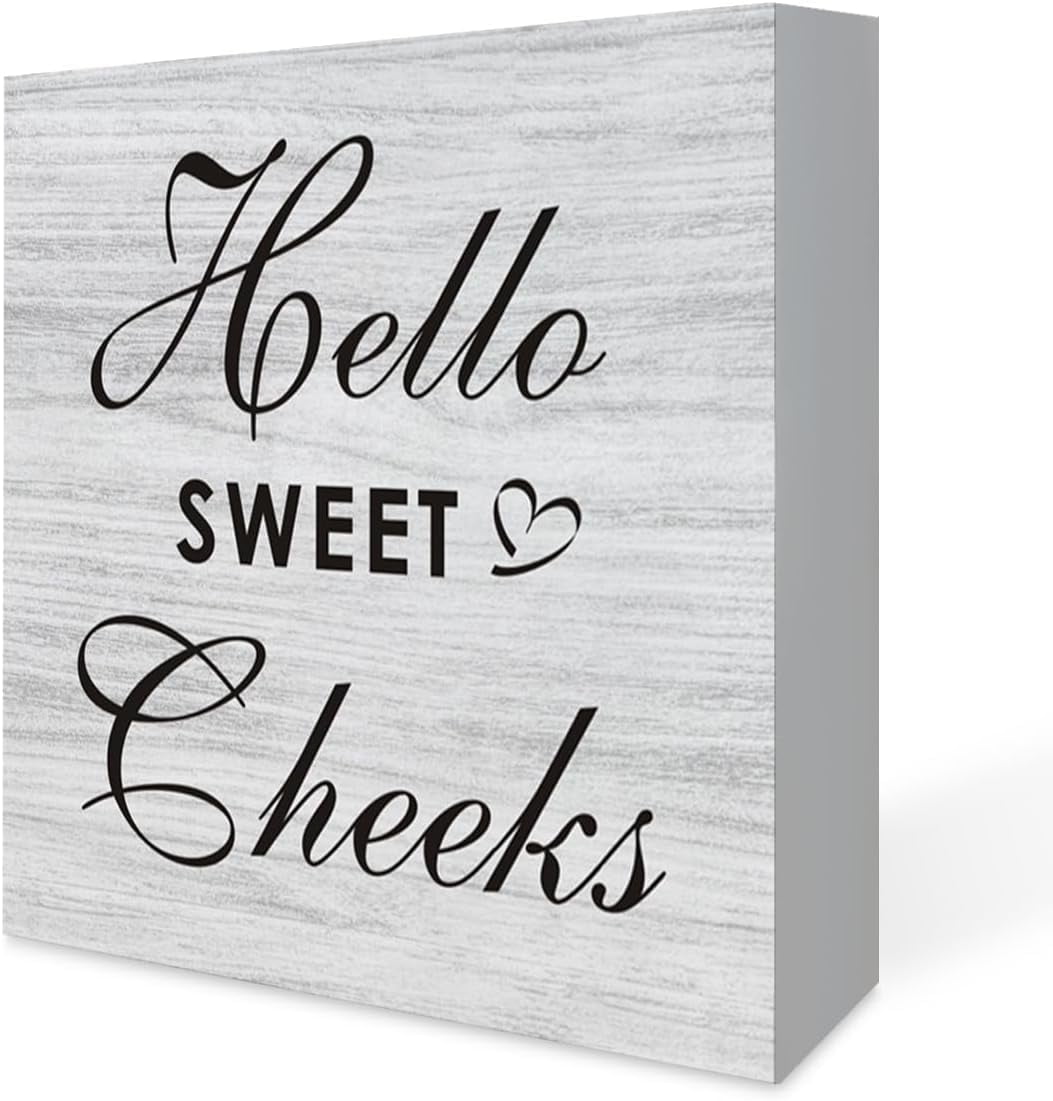 Home Decor Hello Sweet Cheeks Bathroom Sign with Saying Desk Decor ...