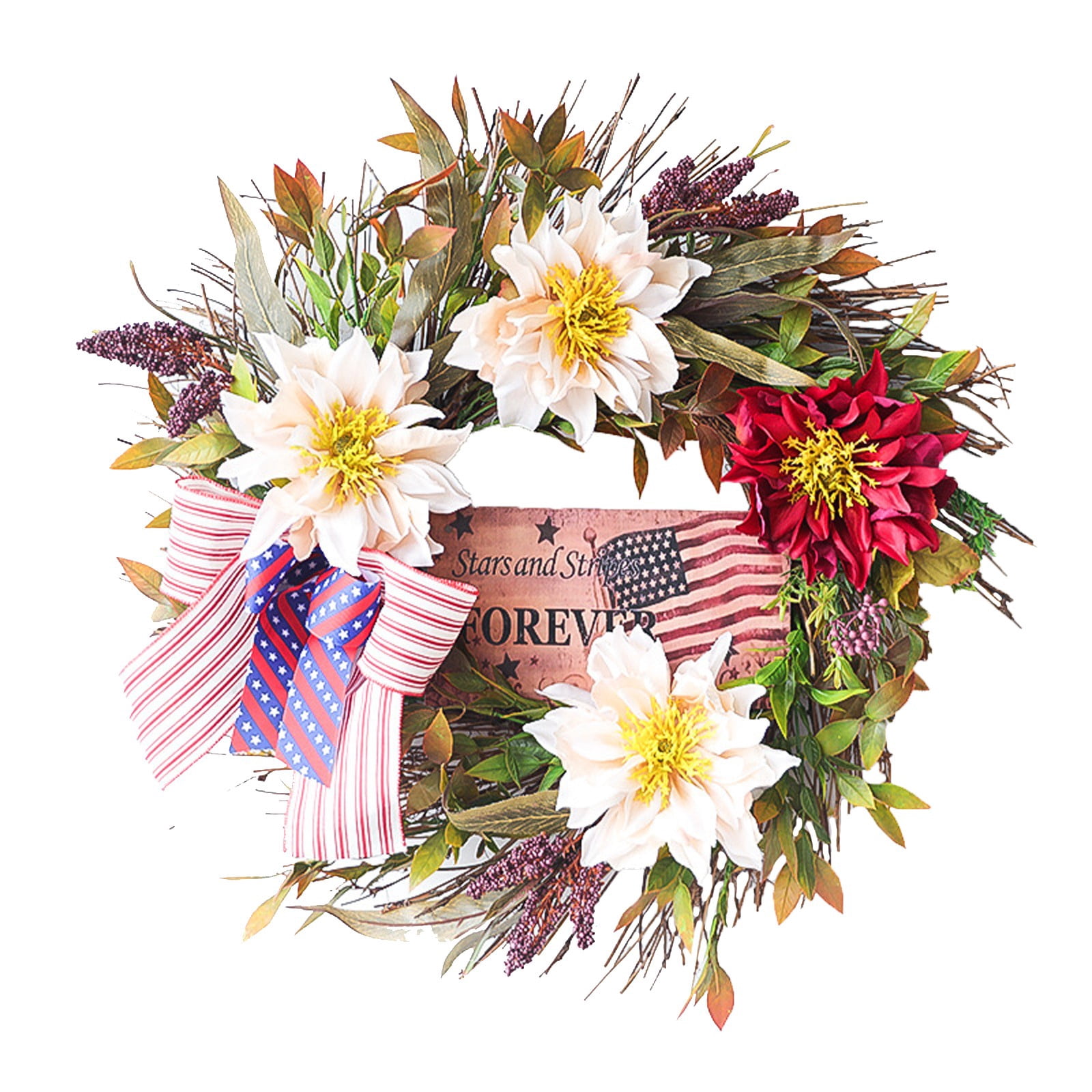 Home Decor Independence Day Decorations American Flag Wreath Red White ...