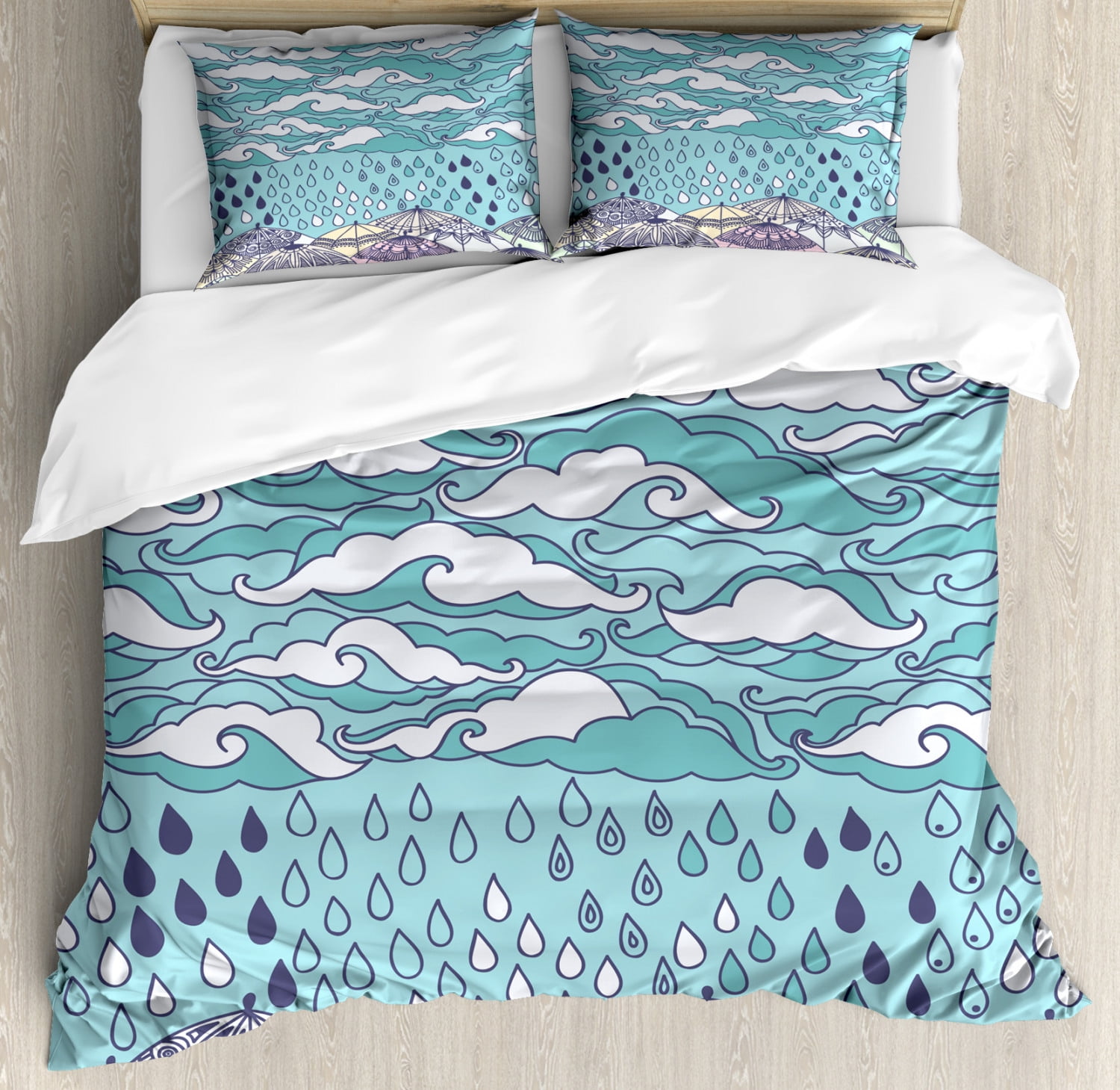 Home Decor King Size Duvet Cover Set, Funky Overcast Cumulus Clouds ...