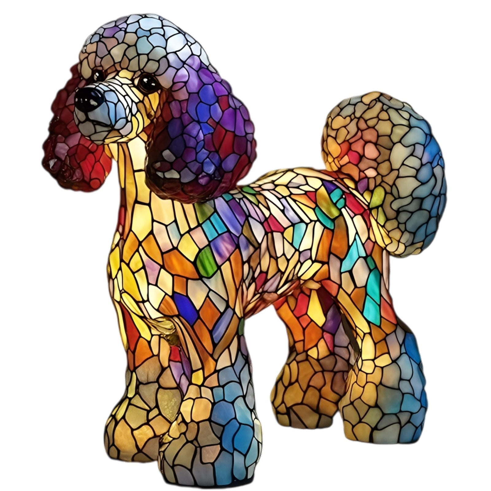 Home Decor Lamp Stained Retro Dogs Stained Resin Tabletop Night Light ...