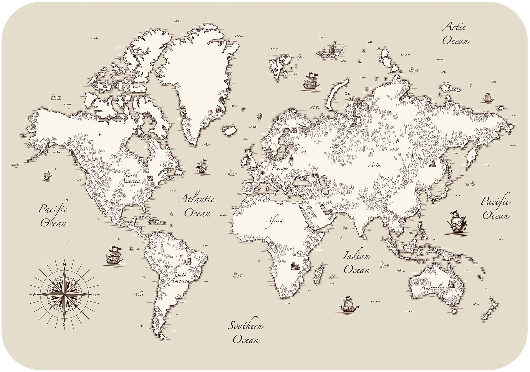 Home Decor Line Sailing Ships Map Wall Decal - Walmart.com