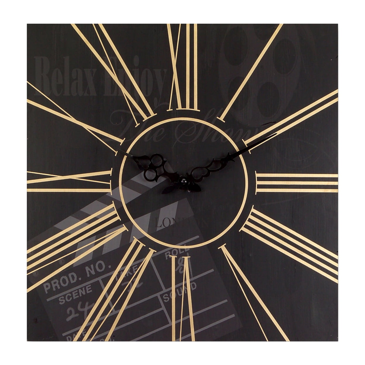 Home Decor Movie Clock (Set Of 2) 15.5"Sq Mdf - Walmart.com