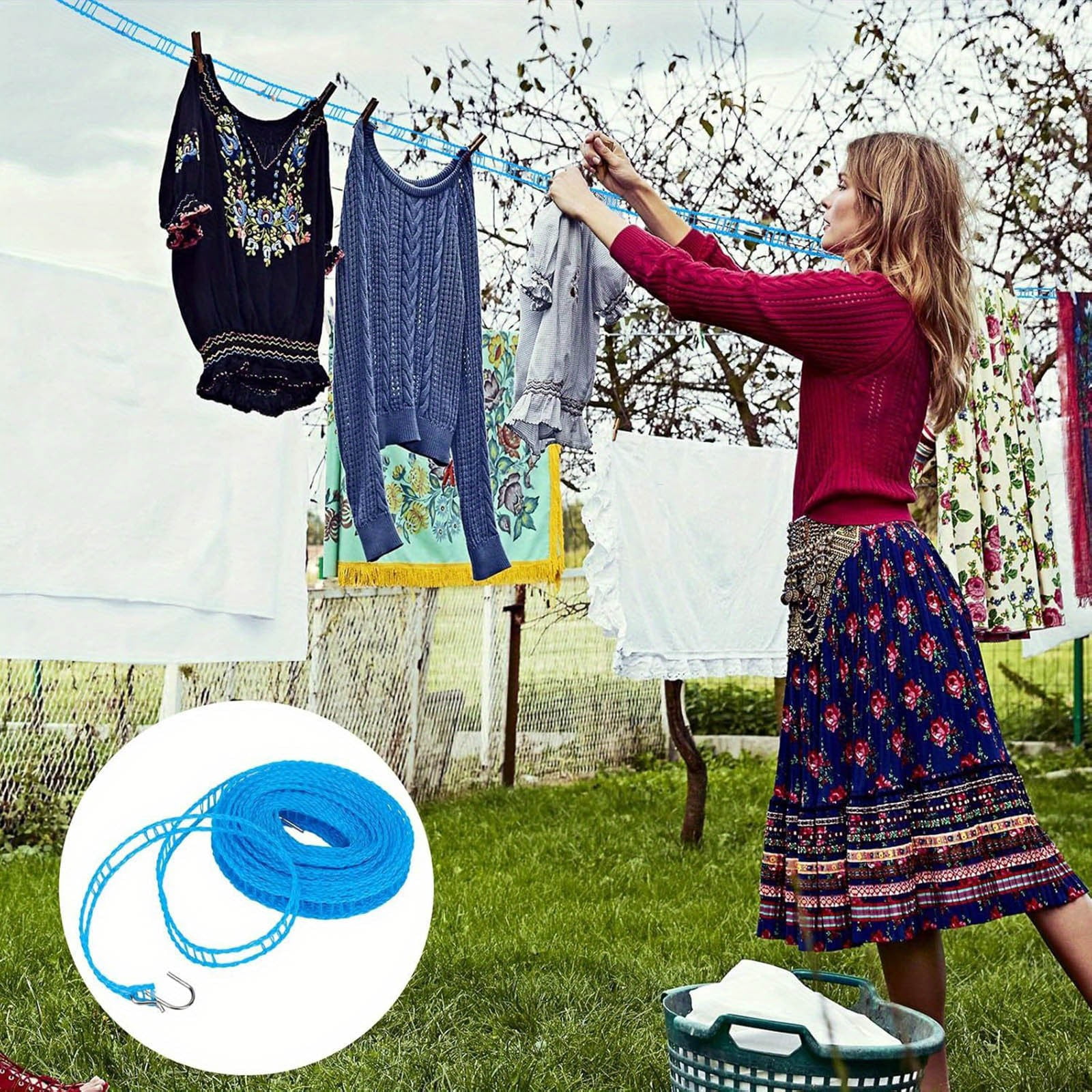 Home Decor Nylon Clothesline Windproof Clothes Drying Rope Travel ...
