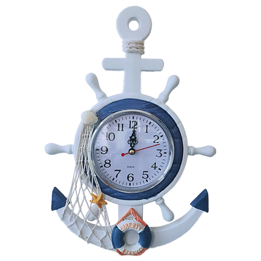 Home Decor Office Decor Anchor and Boat Wheel Wall Clock Nautical Wall ...