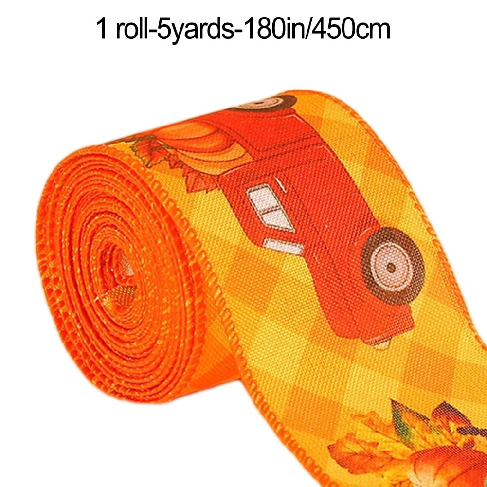 Home Decor Orange Pumpkin Ribbon Autumn Harvest Overlock Ribbon 180 ...