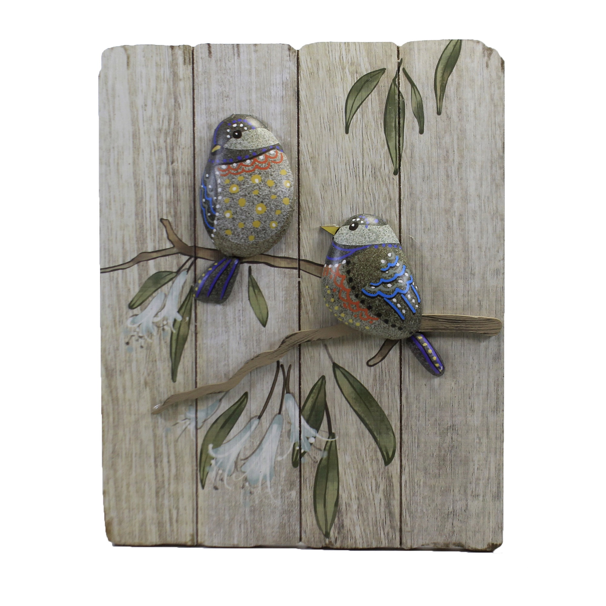Home Decor Painted Pebble Bird Plaques Wood Raised Er65116 Tall ...