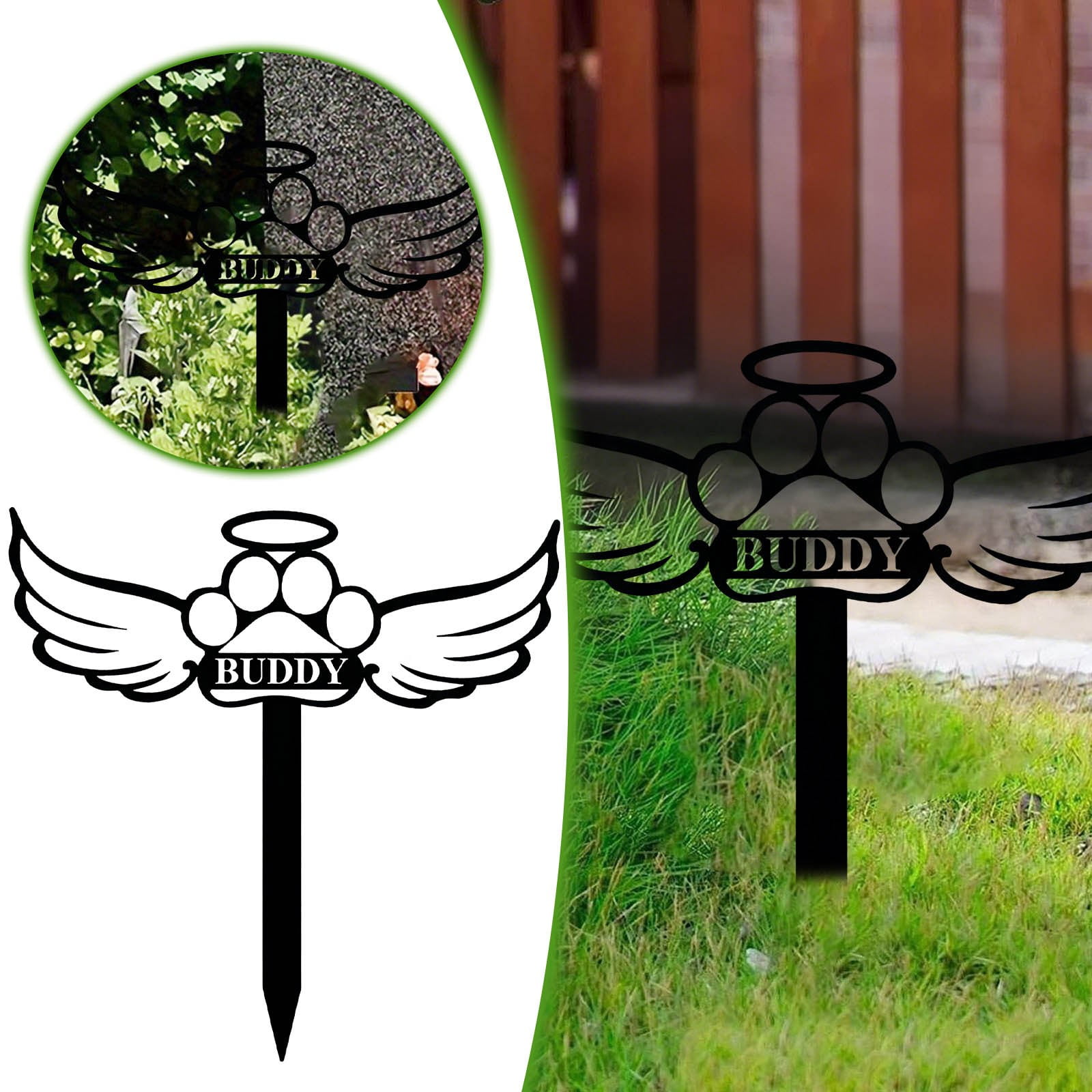 Home Decor Pet Memorial Garden Stake Metal Dog Cat Marker Cemetery ...