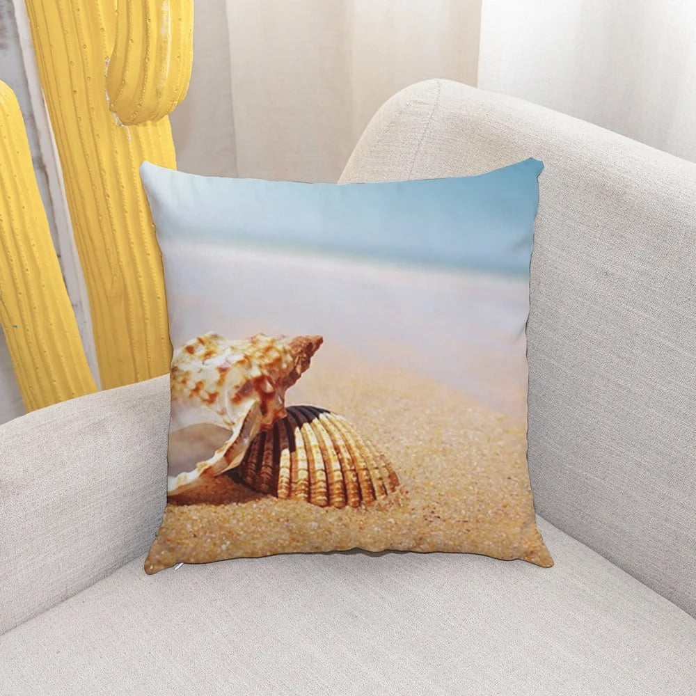 Home Decor Pillowcase Sofa Bed Chair Beach Shell Sea Thread Cushion ...