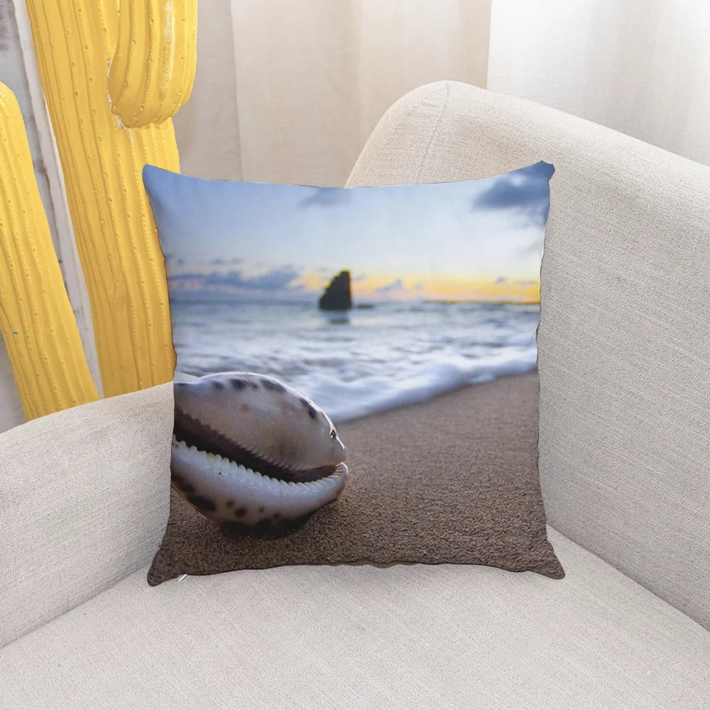Home Decor Pillowcase Sofa Bed Chair Beach Shell Sea Thread Cushion ...