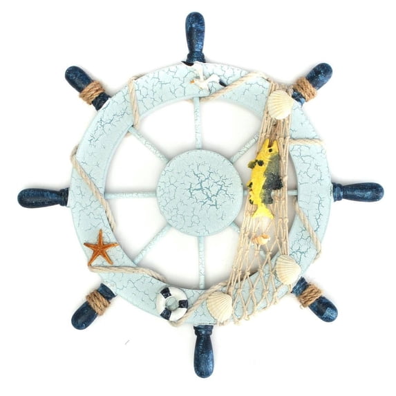Hemobllo Wooden Ship Wheel Nautical Wall Decor with Fish Pattern Ideal ...