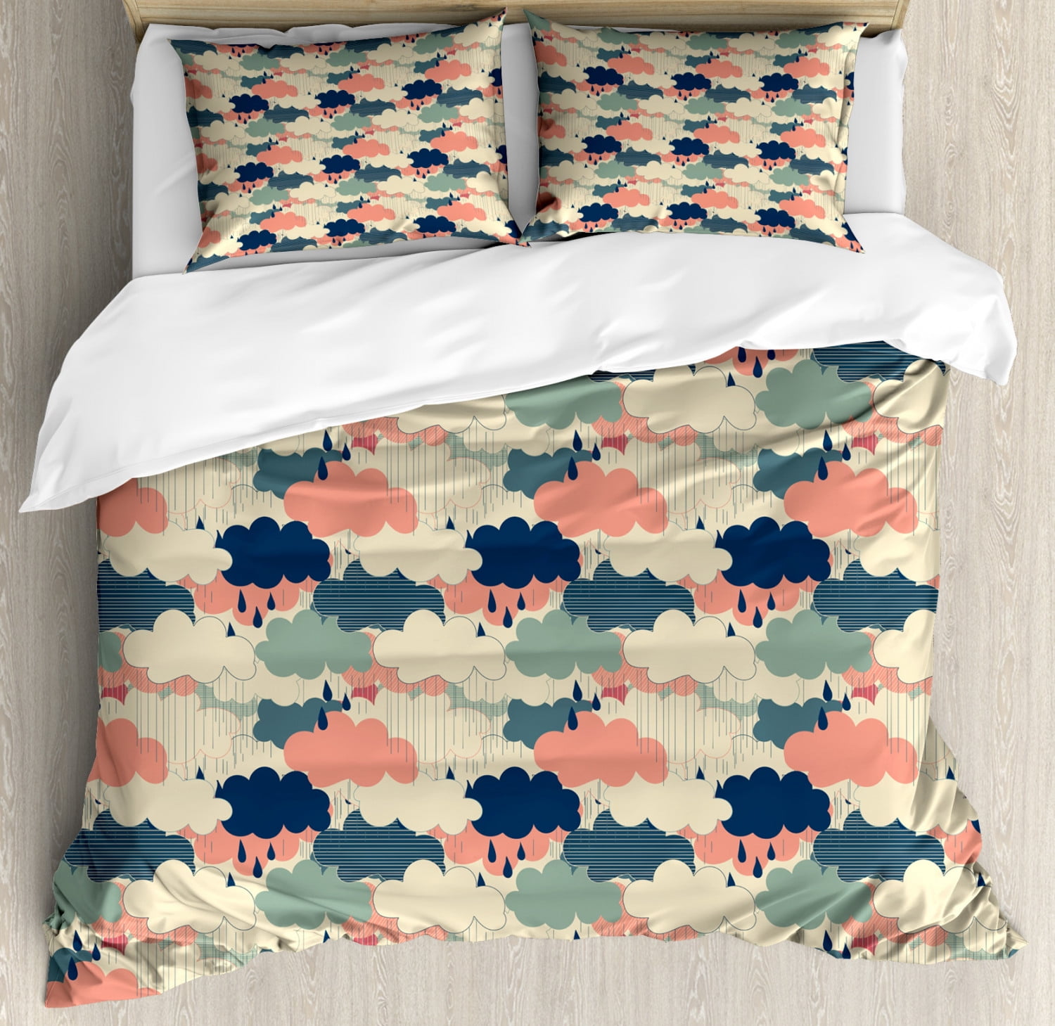 Home Decor Queen Size Duvet Cover Set, Artisan Rain Cloudbursts Set ...