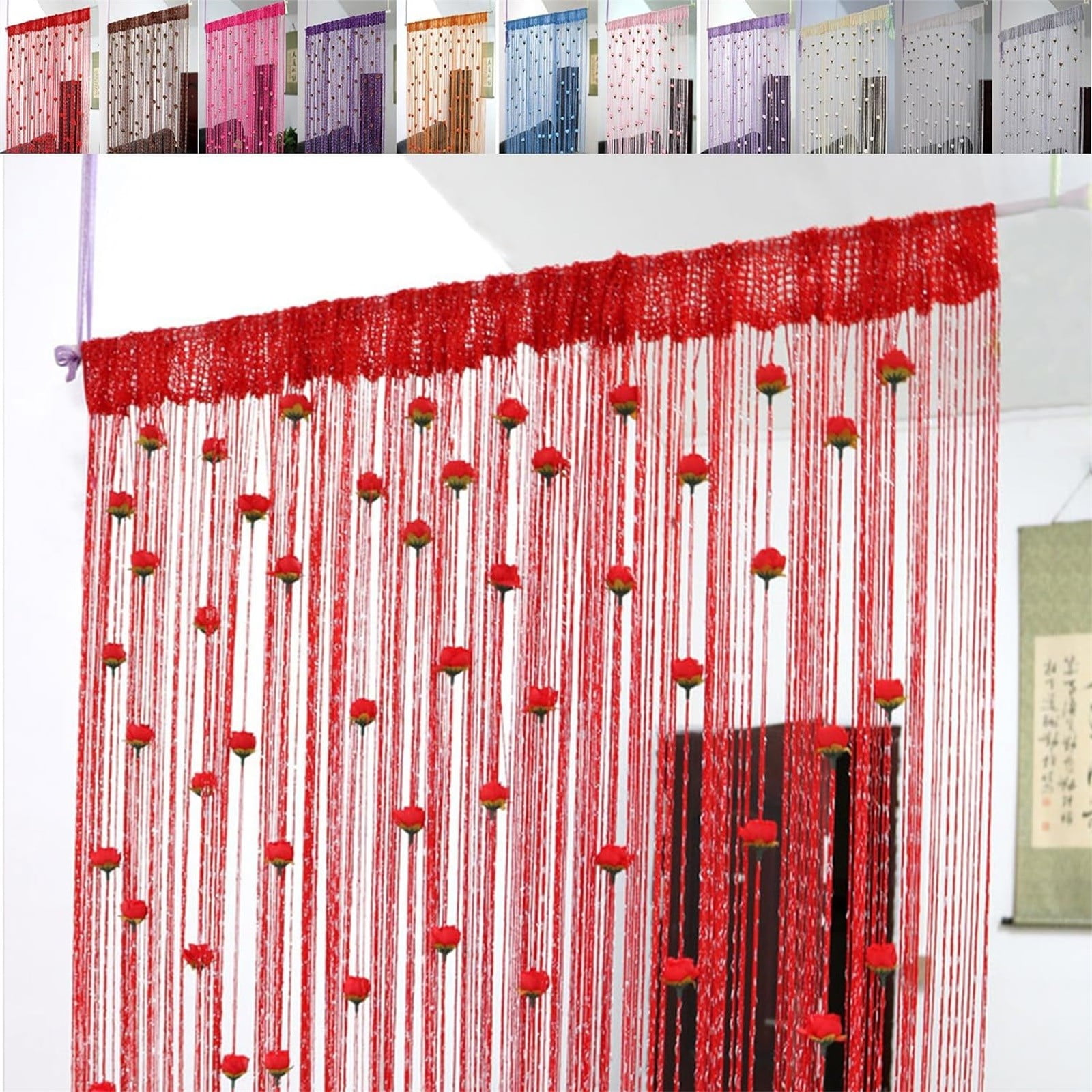 Home Decor Rose Thread Door Curtain 2024 New 39x79 Inch String Curtain ...