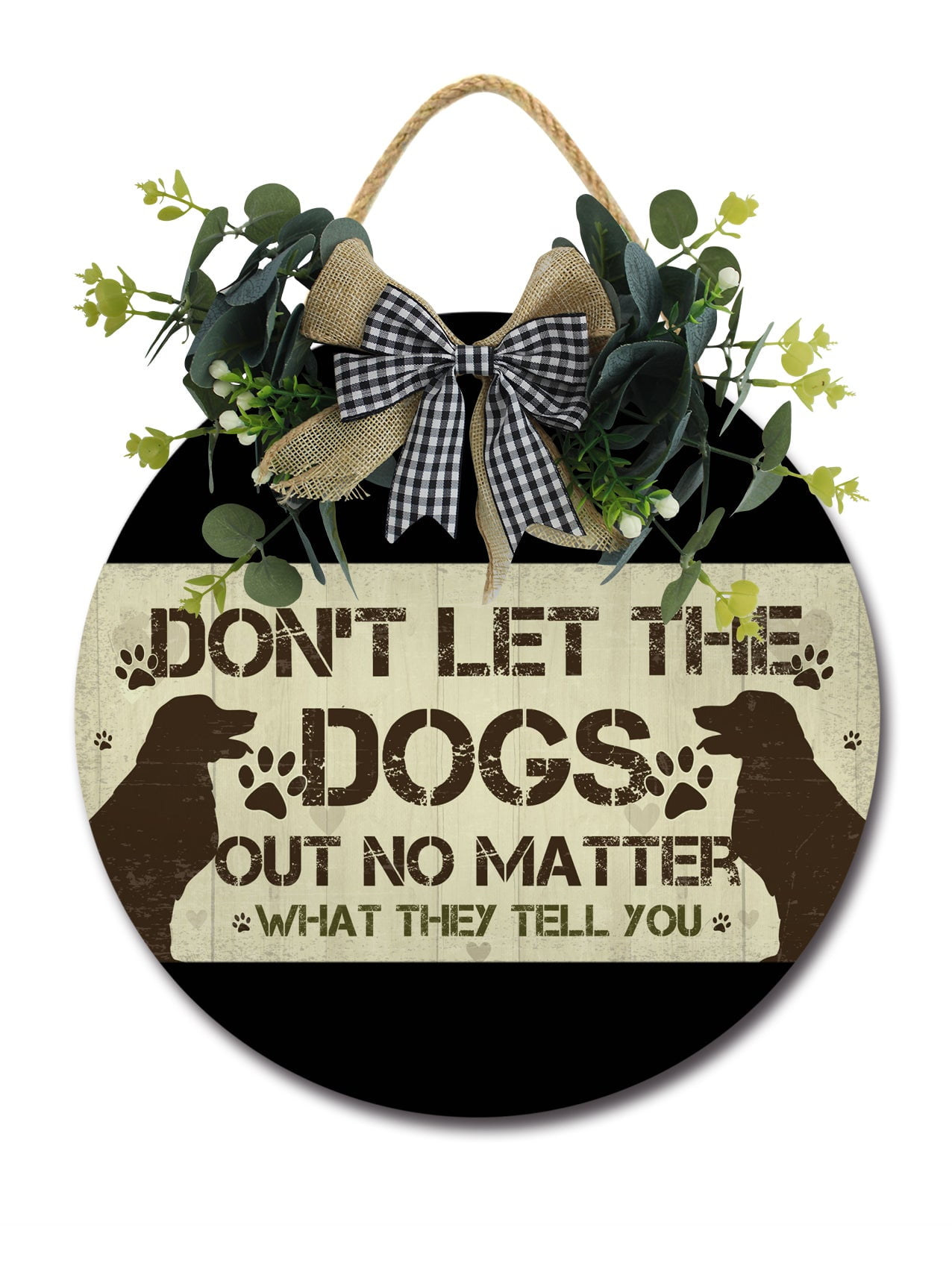 Home Decor Signs Don't Let The Dogs Out Rustic Wooden Wall Art Signs ...