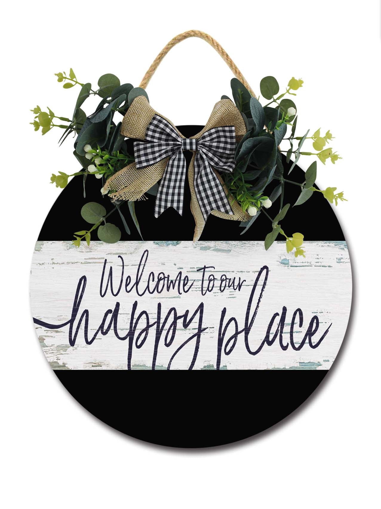 Home Decor Signs welcome to our happy place Rustic Wooden Wall Art ...
