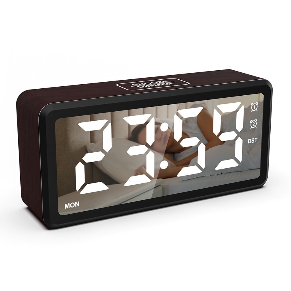 Home Decor Sleek Digital Alarm Clock with Adjustable Brightness Dual ...