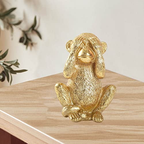 Home Decor Statues Resin Crafts Handmade Gold Monkeys Chinese Fengshui ...