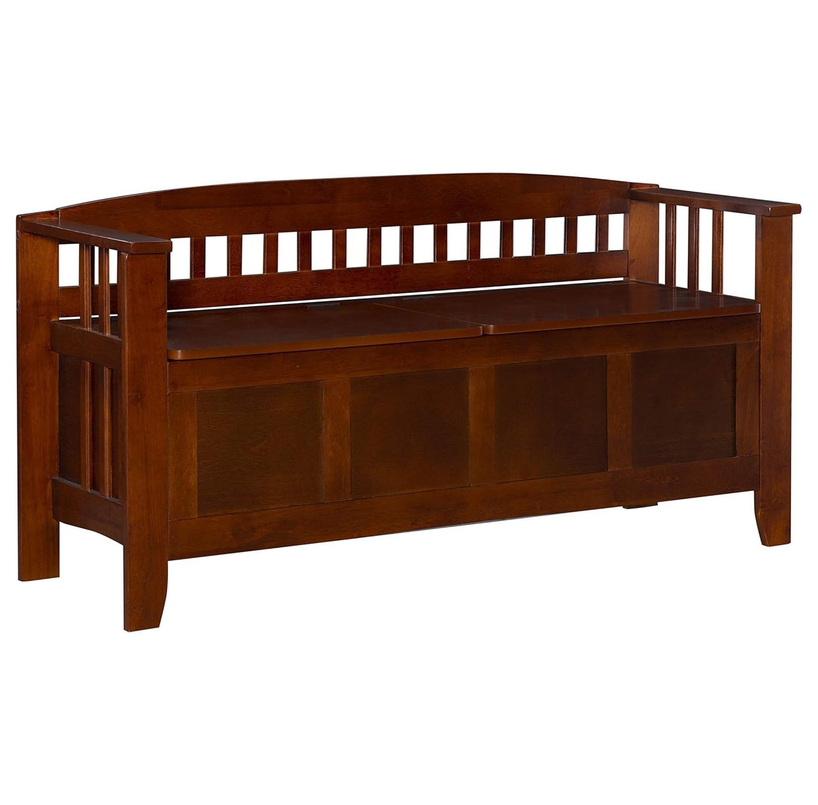 Home Decor Storage Bench with Short Split Seat Storage, Walnut, 50 ...
