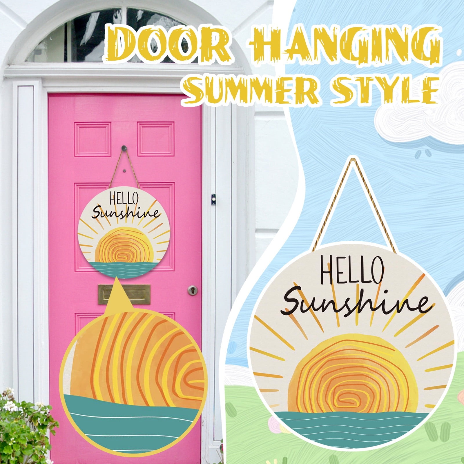 Home Decor Summer Sunshine Door Sign, Beach Decor ,Sun Sets Over Sea ...