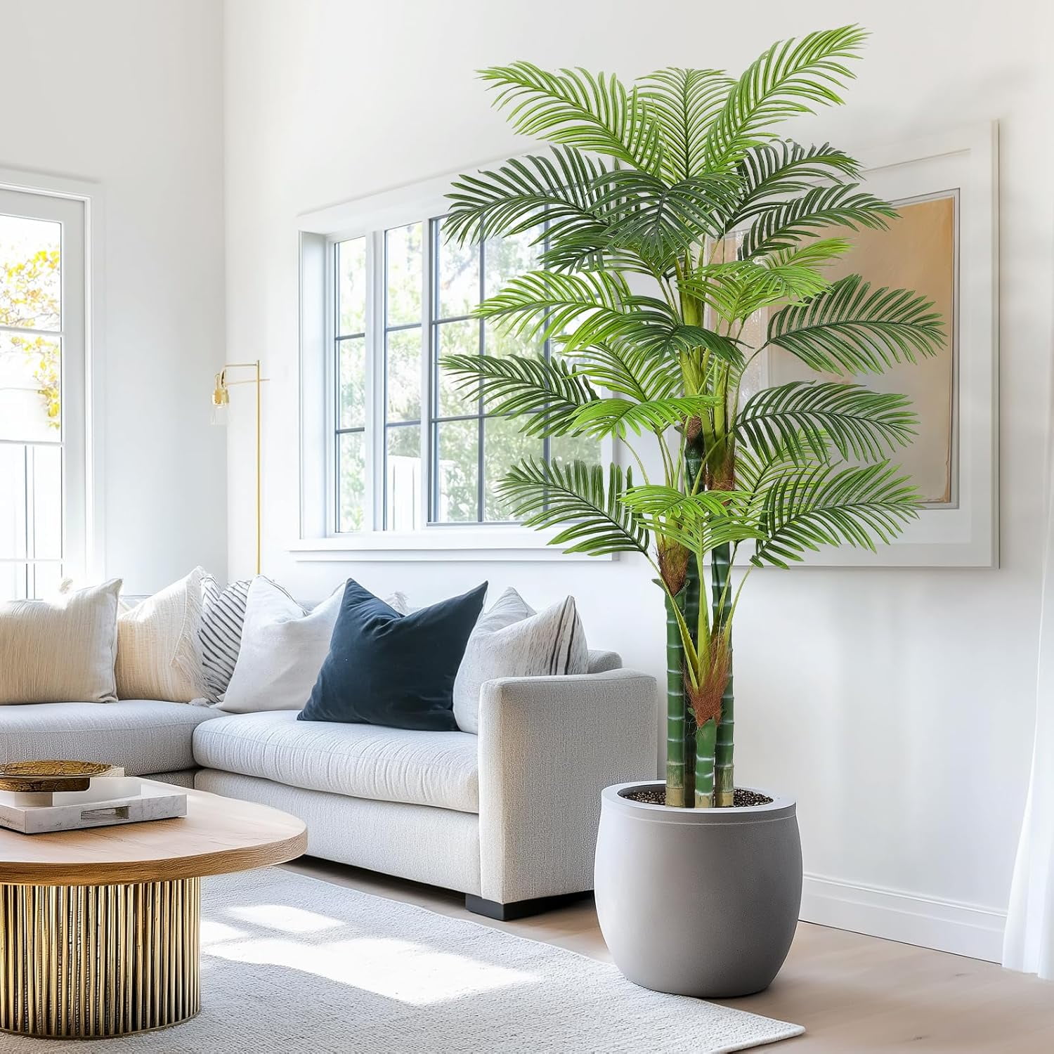 Home Decor Tall Palm Tree Fake Plant Golden Cane Palm Trees Large ...