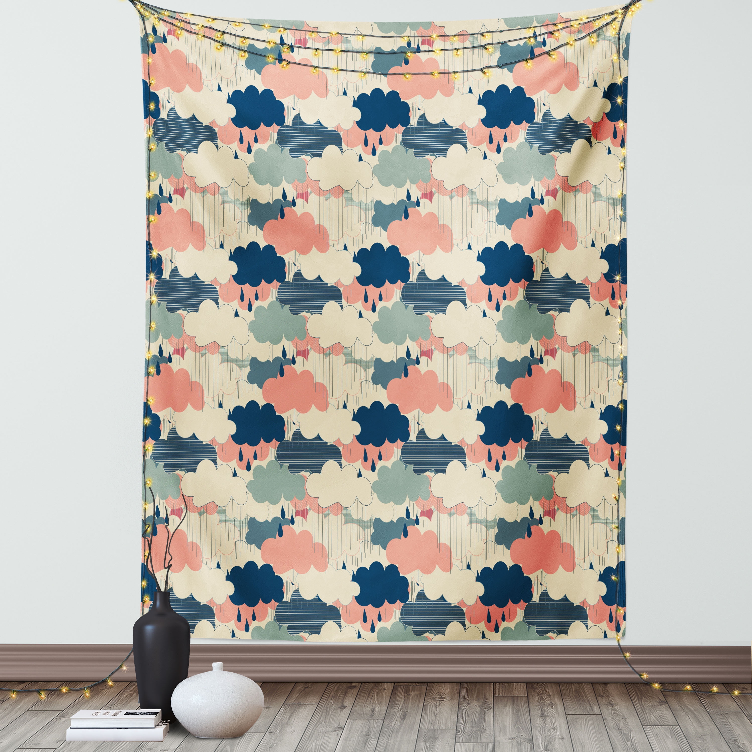 Home Decor Tapestry, Artisan Rain Cloudbursts Set Monsoon Air in ...