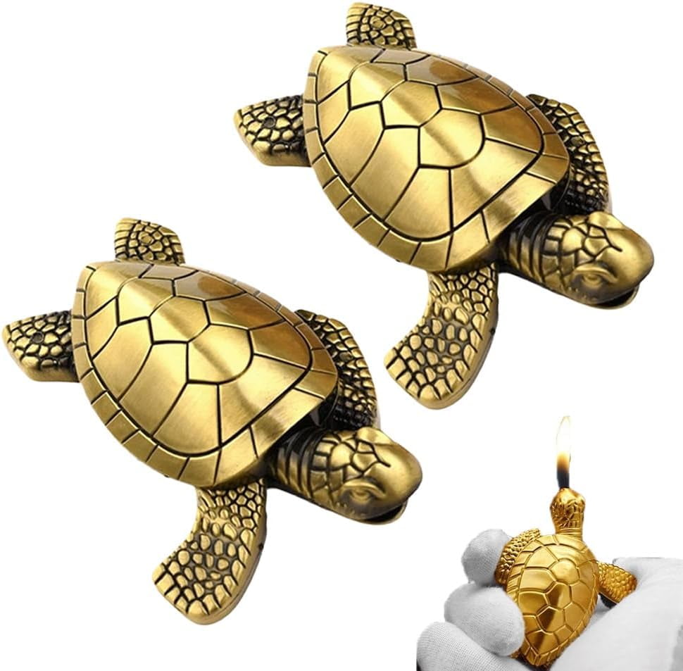 Home Decor Torch Lighter, Creative Desktop Golden Turtle Butane Lighter ...