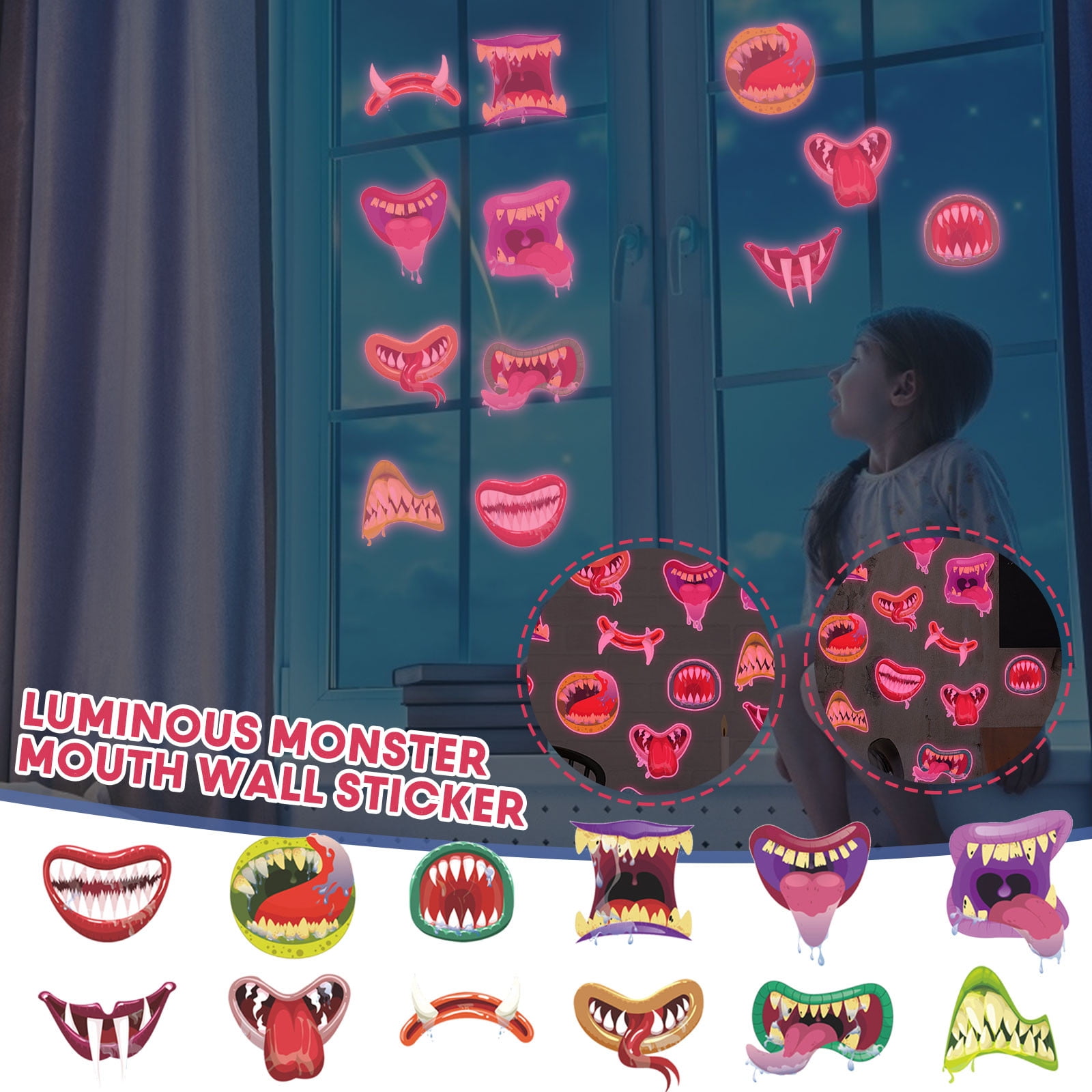 Home Decor Under 5 Clearance Gnobogi Luminous Monsters Mouth Wall ...