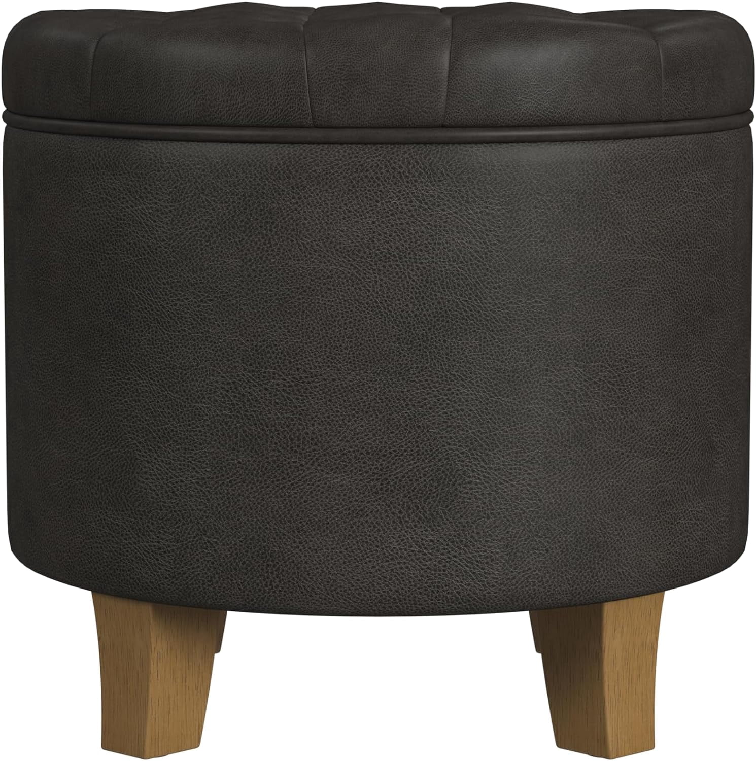 Home Decor | Upholstered Round Faux Leather Tufted Foot Rest Ottoman ...
