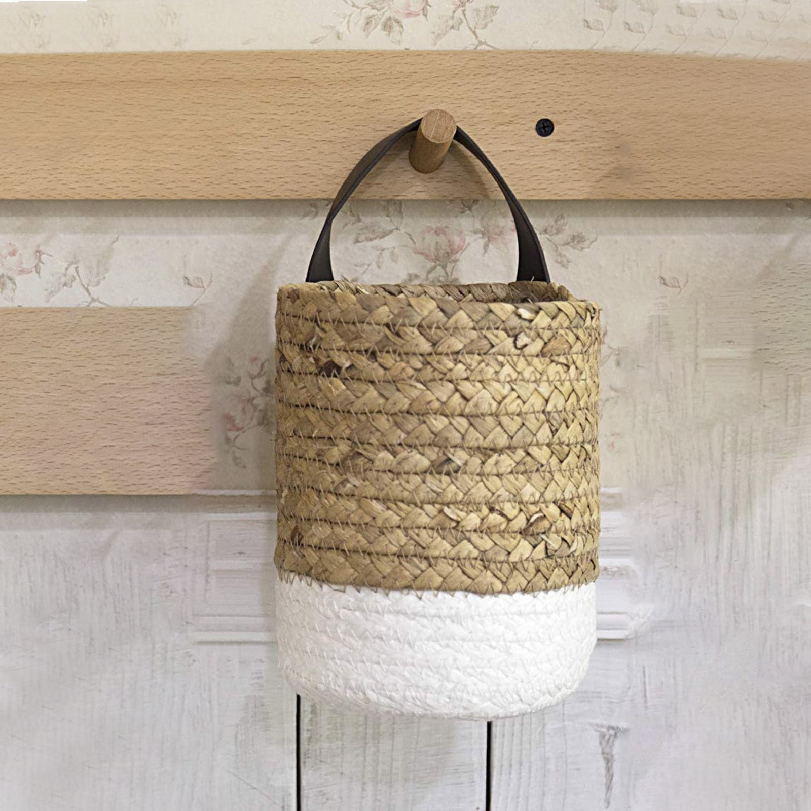 Home Decor Wall Hanging Storage Baskets Small Seaweed Woven Closet Bins ...