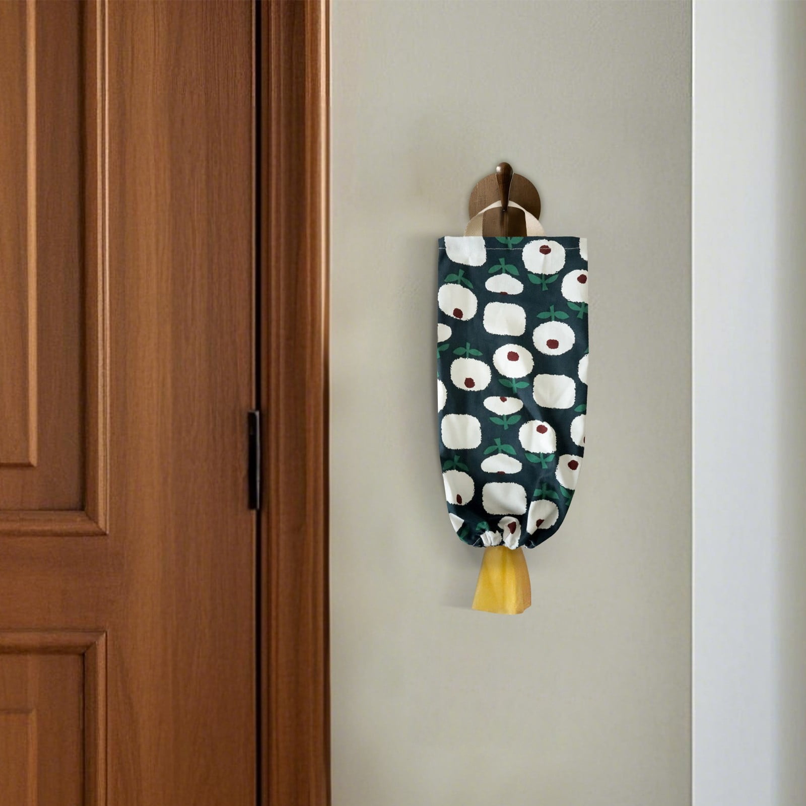Home Decor Wall Mounted Kitchen Trash Bag Holder Fabric Storage ...
