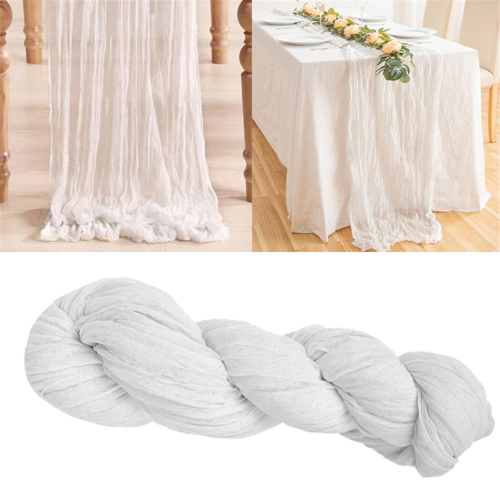 Home Decor White Cheesecloth Table Runner Fabric Boho Wedding Decor ...