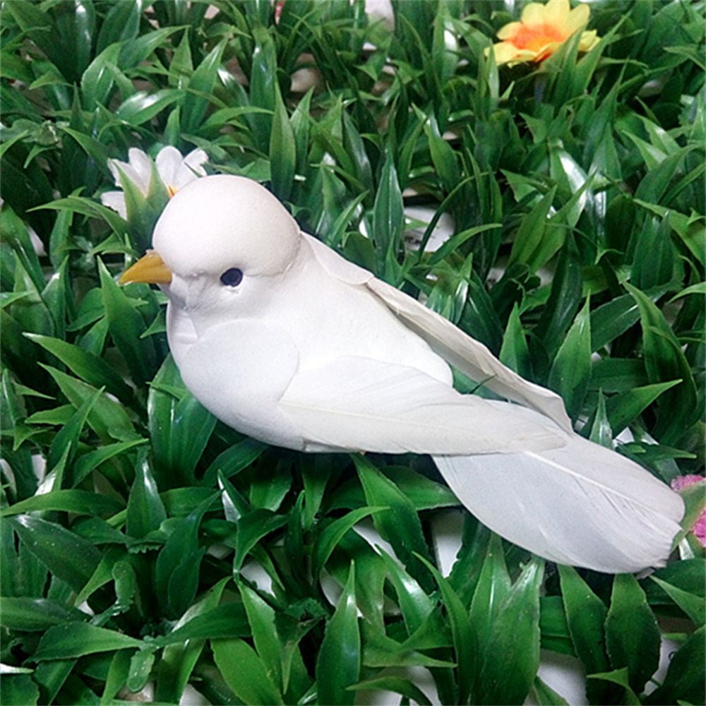 Home Decor White Feather Vivid Mini White Bird Fake Dove Emulation Dove ...