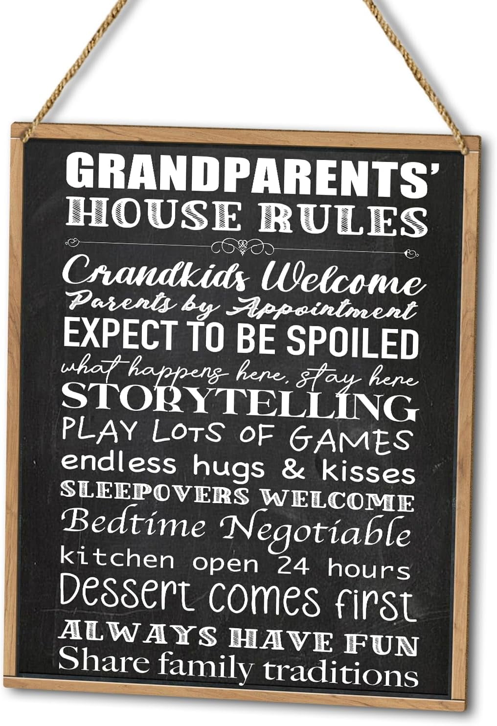 Home Decor Wood Plaque Sign Wall, Grandparents' House Rules, Inspirational Gift For Grandparent ...