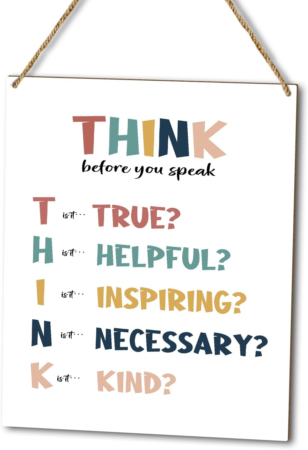 Home Decor Wood Plaque Sign Wall Hanging, Think Before You Speak ...