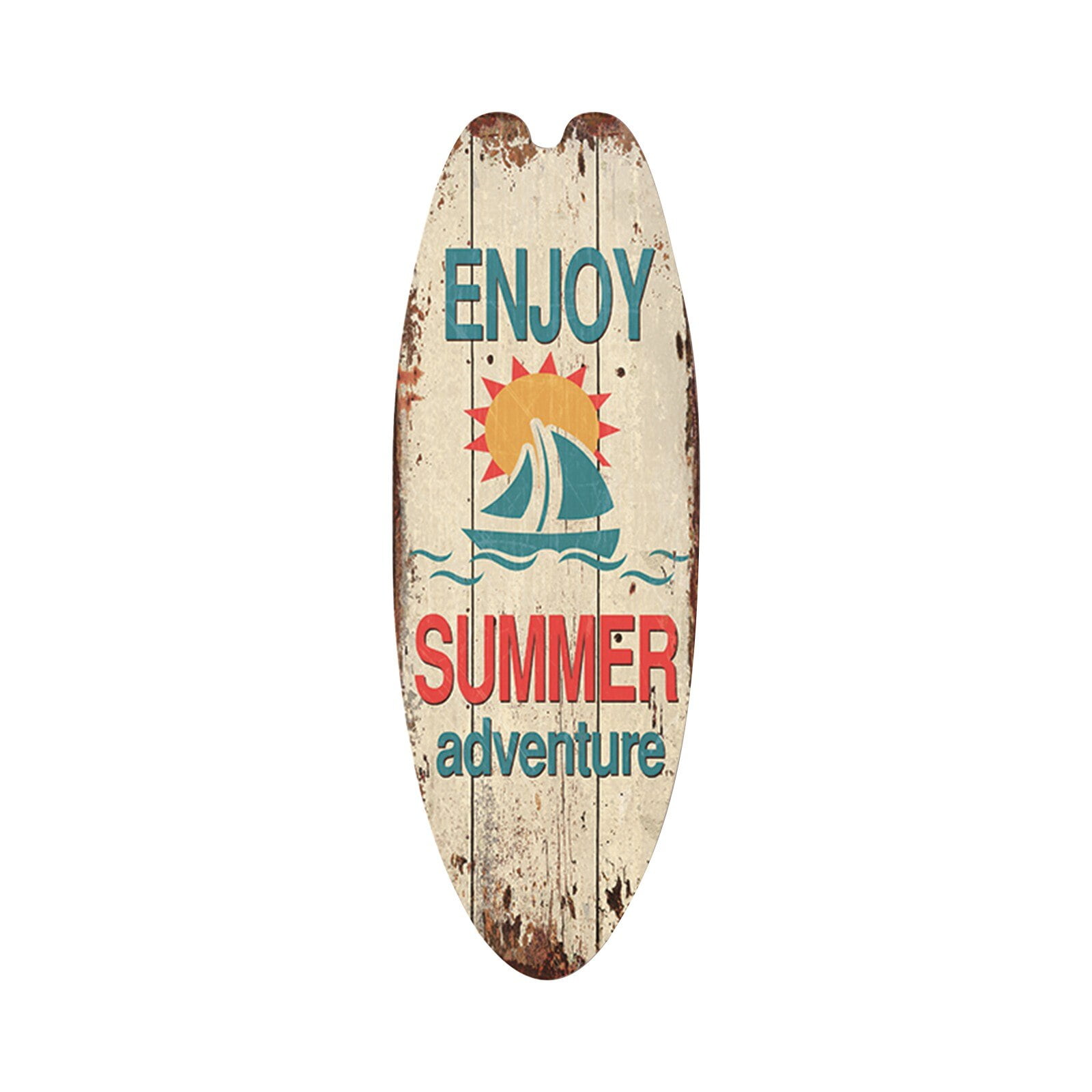 Home Decor Wood Surfboard Beach Signs Enjoy the Waves, 6.2 inch by 18 ...