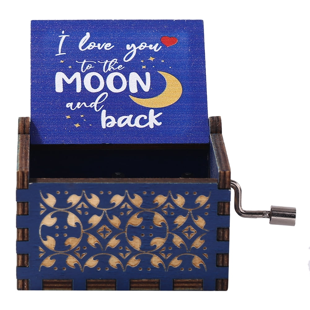 Home Decor Wooden Hand Crank Music Box Craft Retro Musical Box for ...