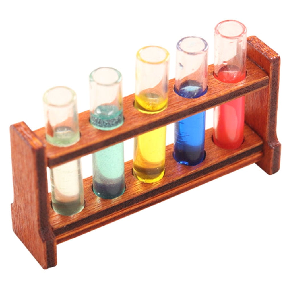 Home Decor Wooden Rack Simulation Test Tube Toy Miniature Model Props ...