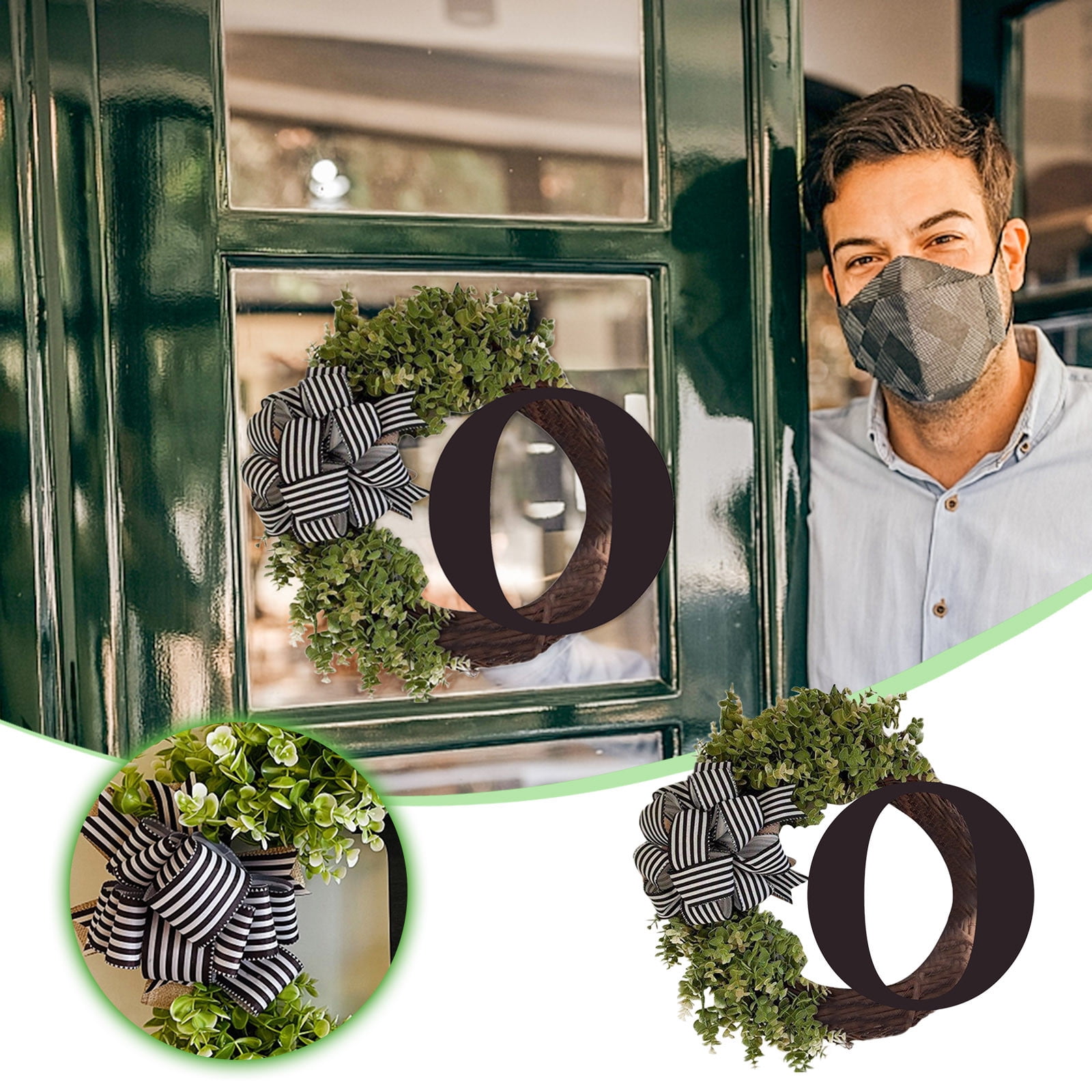 Home Decor ZKCCNUK Welcome Artificial Wreath Door Decoration Boxwood ...