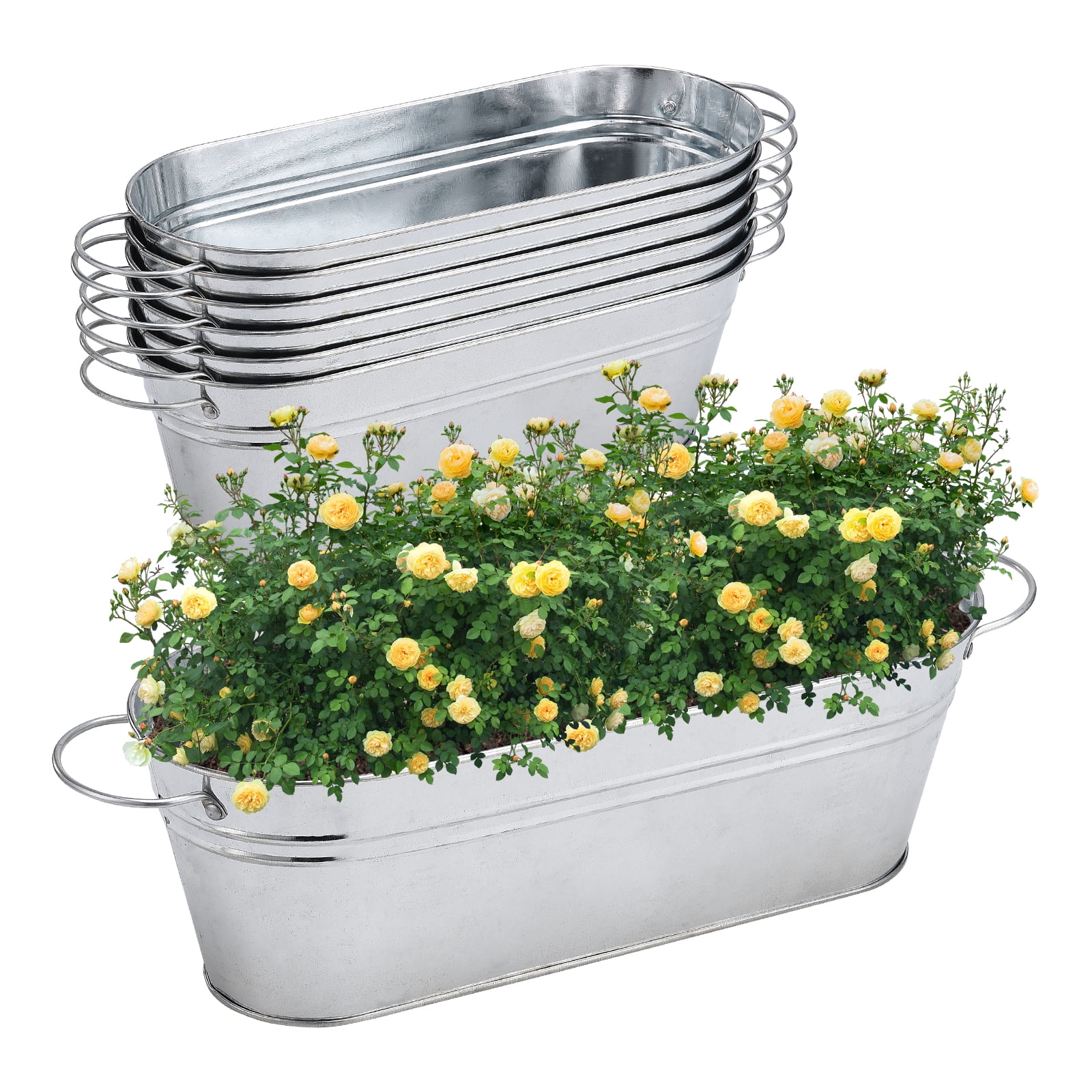 Home Decoration Flower Bucket Silver Durable Country Rustic ...