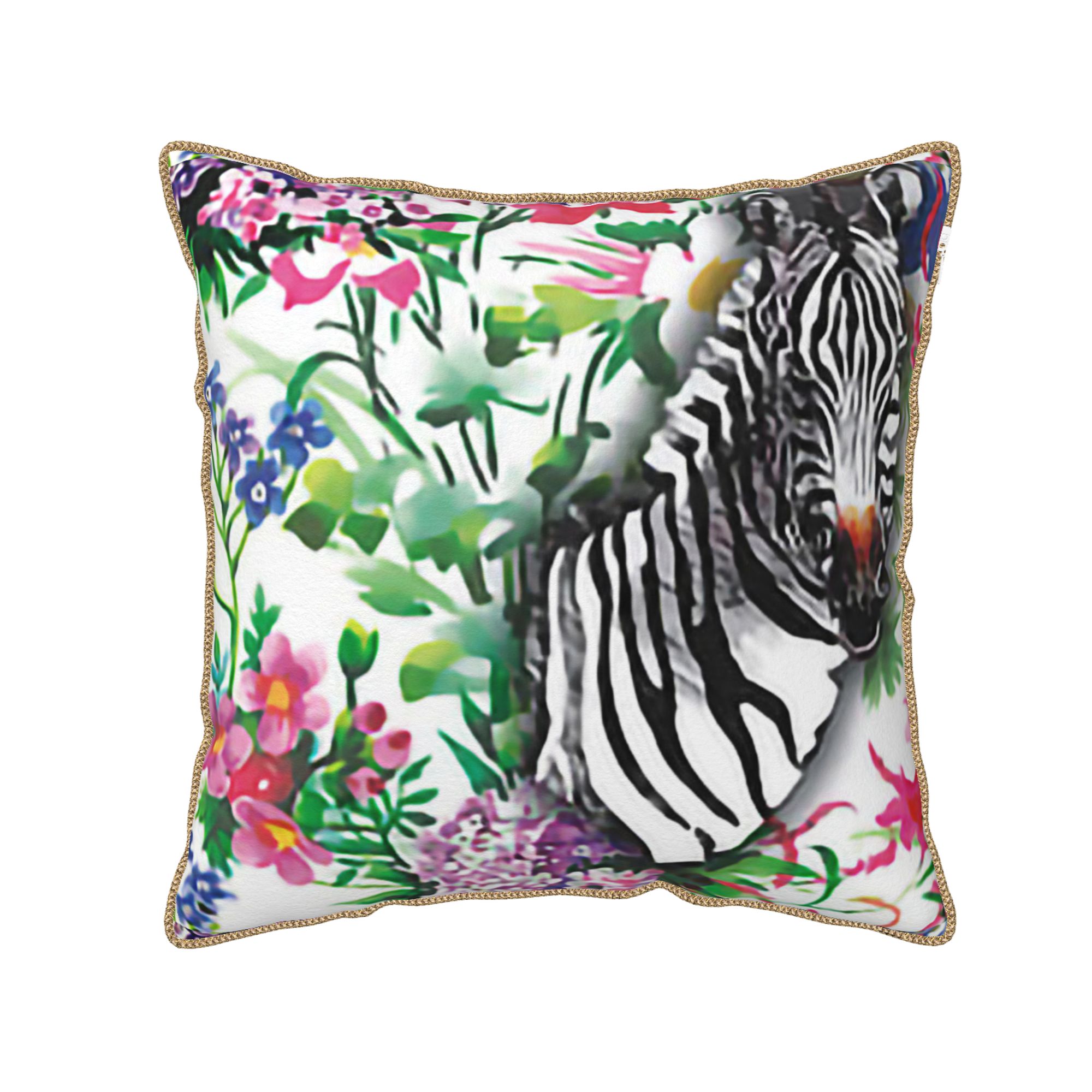 Home Decoration Outdoor Zebra Flowers Throw Pillow Cover Case Velvet ...