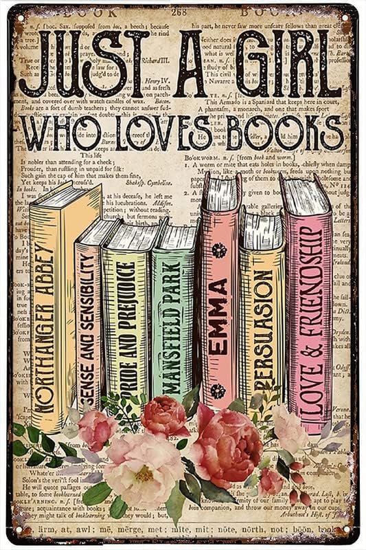 Home Decoration Tin Signs Books Just A Girl Who Loves Books Satin Tin ...