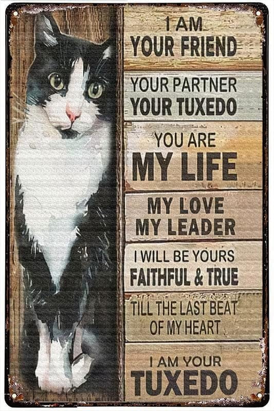 Home Decoration Tin Signs Cat I Am Your Friend Your Partner Your Tuxedo ...