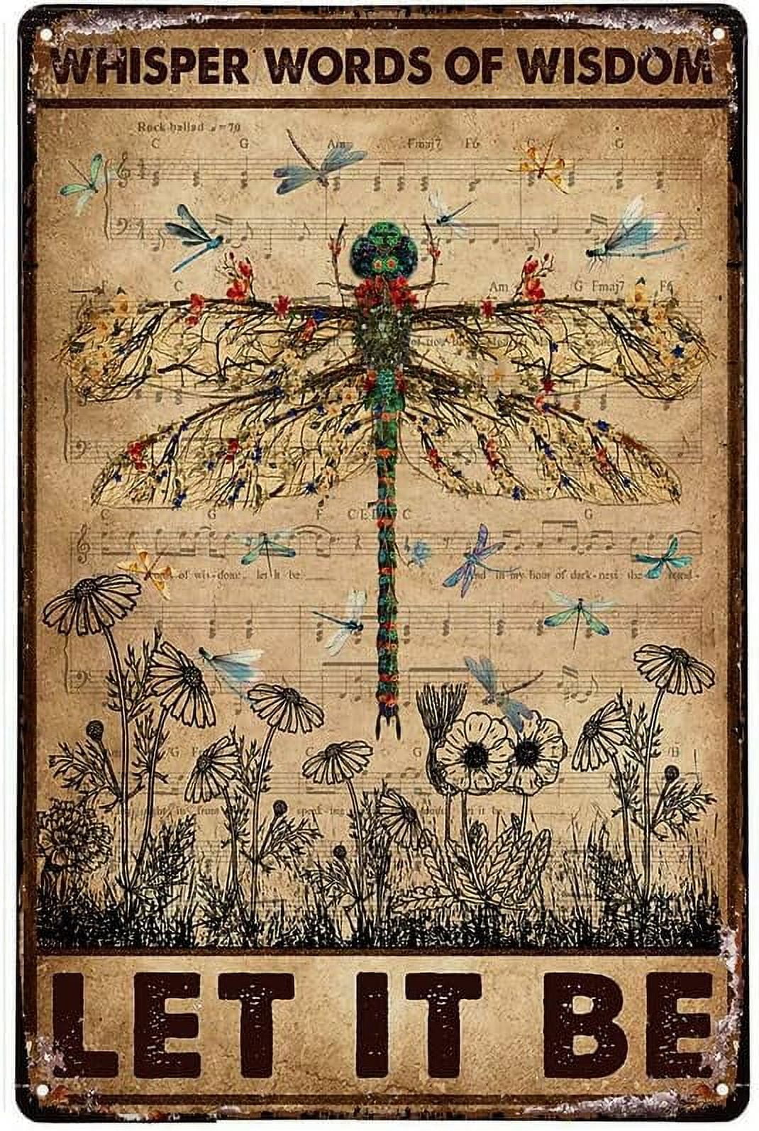 Home Decoration Tin Signs Dictionary Let It Be Dragonfly Metal Tin Sign ...